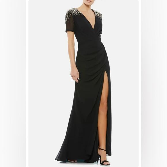 Mac Duggal | Dresses | Ieena For Mac Duggal 5574 Beaded Shoulder Ruched ...
